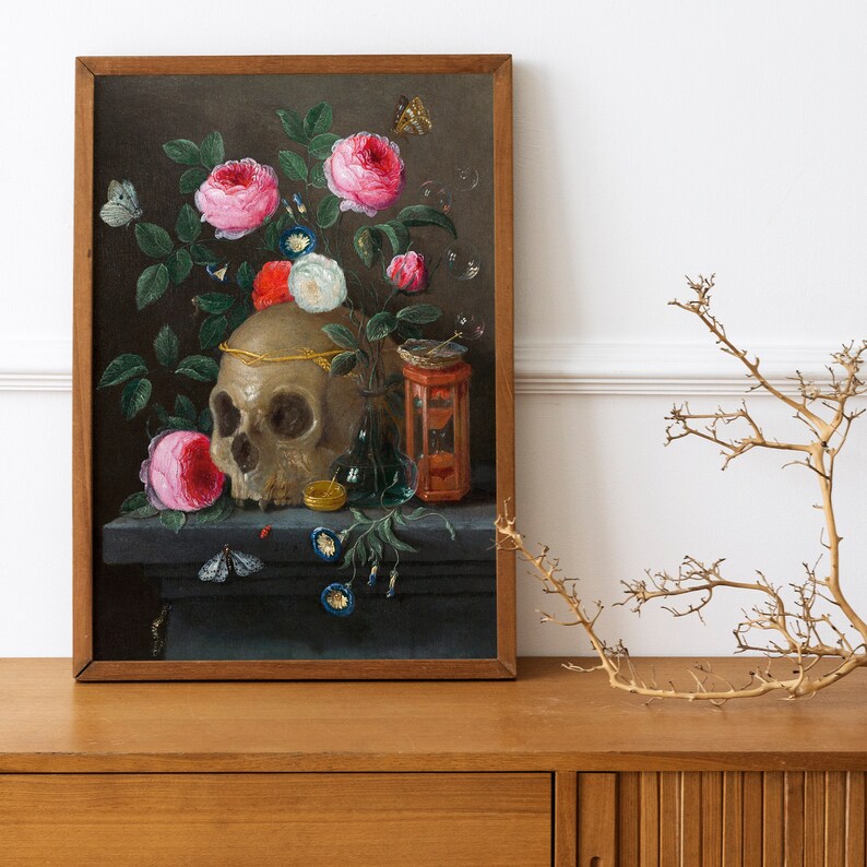 Antique Skull Art Print Vintage Gothic Still Life Painting - Etsy