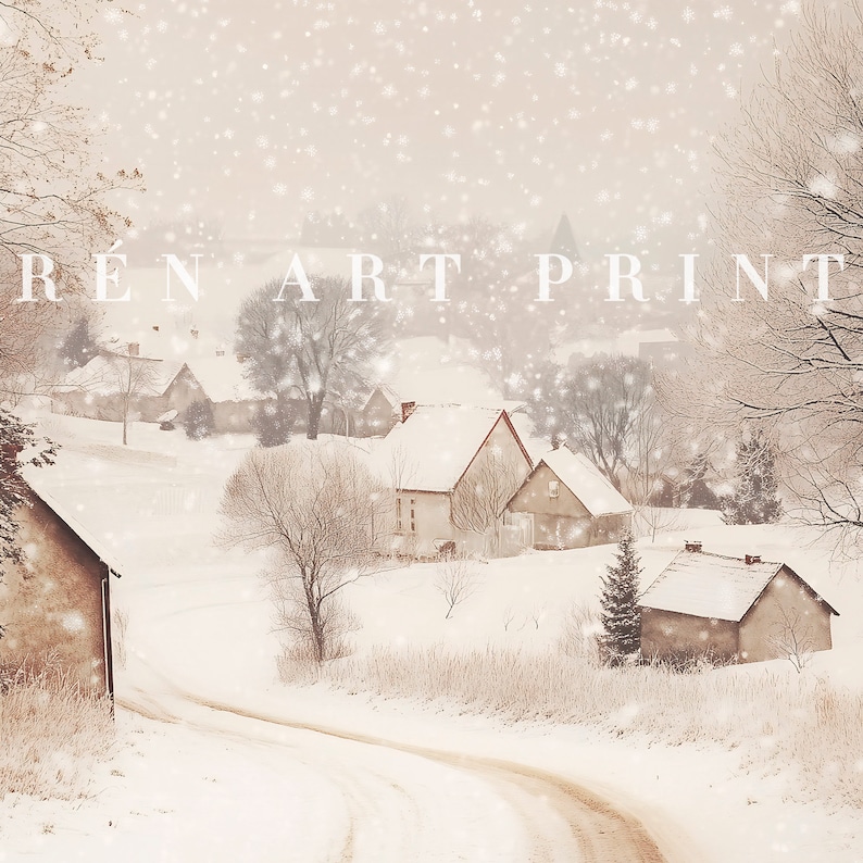 Printable Winter Wall Art | Neutral Christmas Decor | Vintage Winter ...