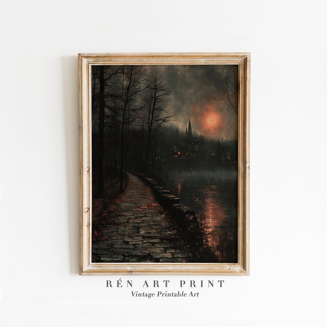 Moody Landscape Painting Printable Wall Art | Antique Autumn Print ...