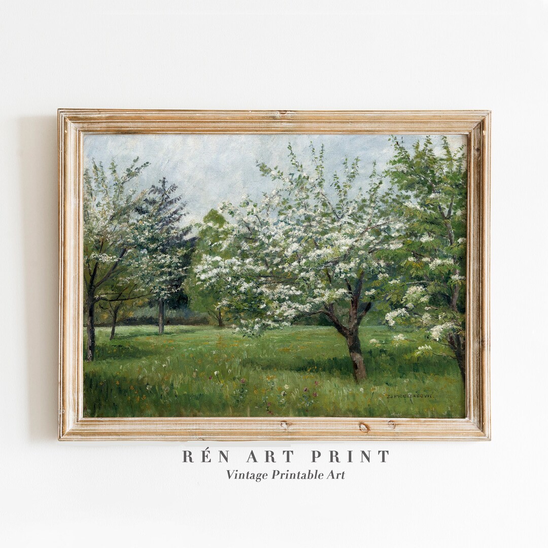 Vintage Spring Printable Wall Art Spring Landscape Painting Print ...