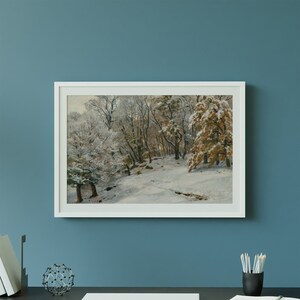 Vintage Snowy Woods Landscape Painting: Muted Winter Art Print (digital ...