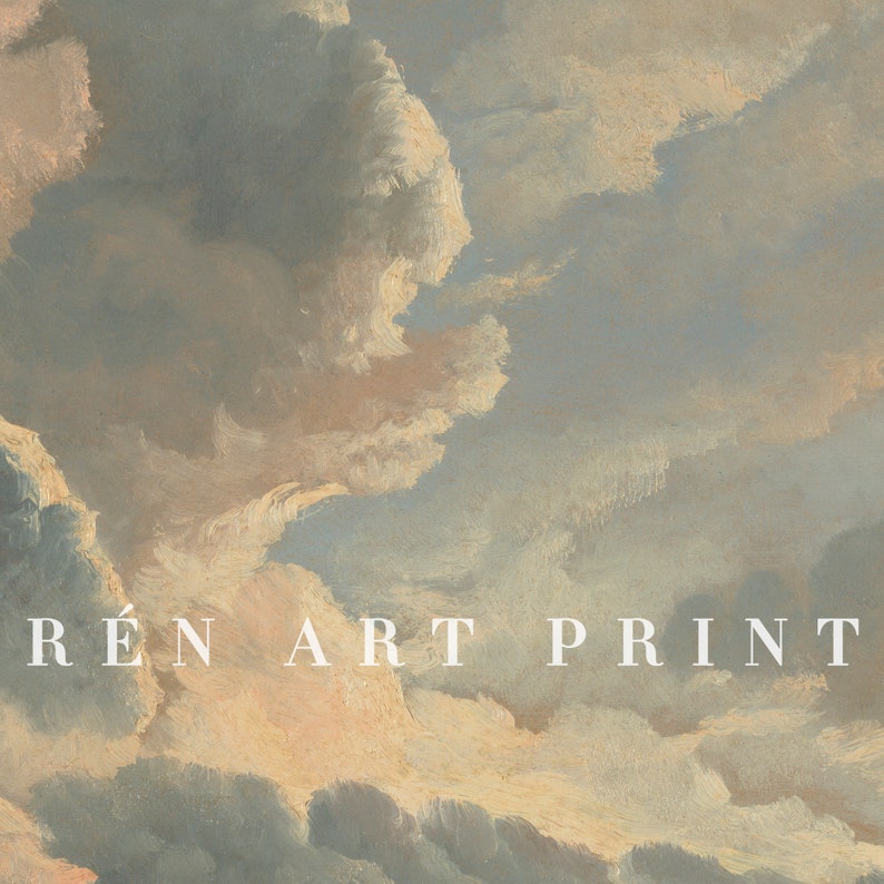 Clouds Painting Wall Art Sky Digital Print Vintage Neutral - Etsy