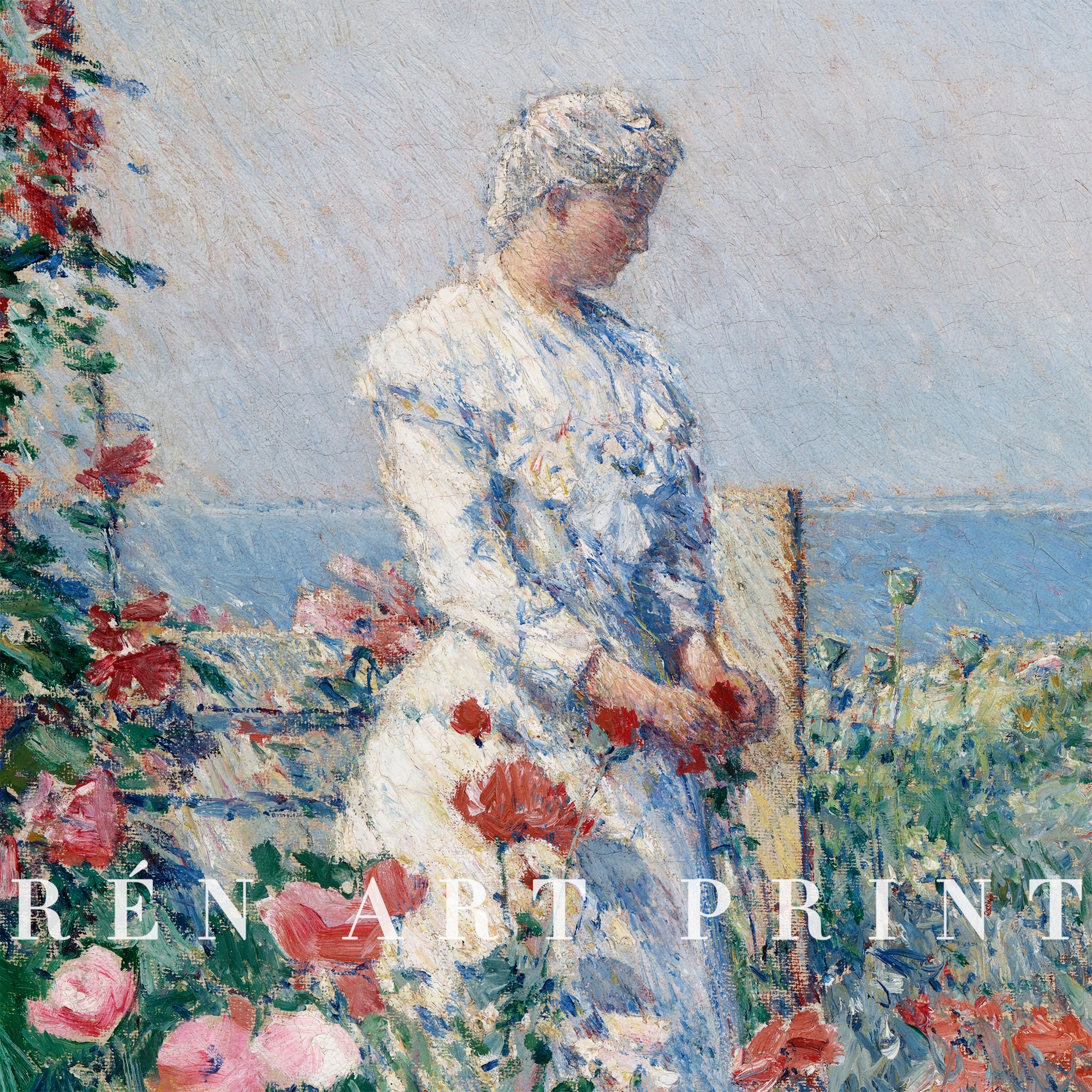 Woman in Garden Painting Printable Wall Art Antique Spring - Etsy