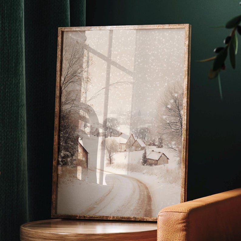 Printable Winter Wall Art | Neutral Christmas Decor | Vintage Winter ...