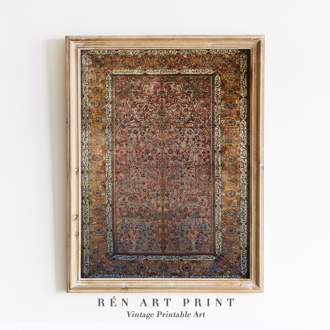 Vintage Persian Rug Print | Textile Wall Art Printable | Antique ...