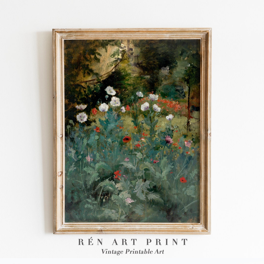 Vintage Spring Printable Wall Art | Antique Painting Print | Cottage ...