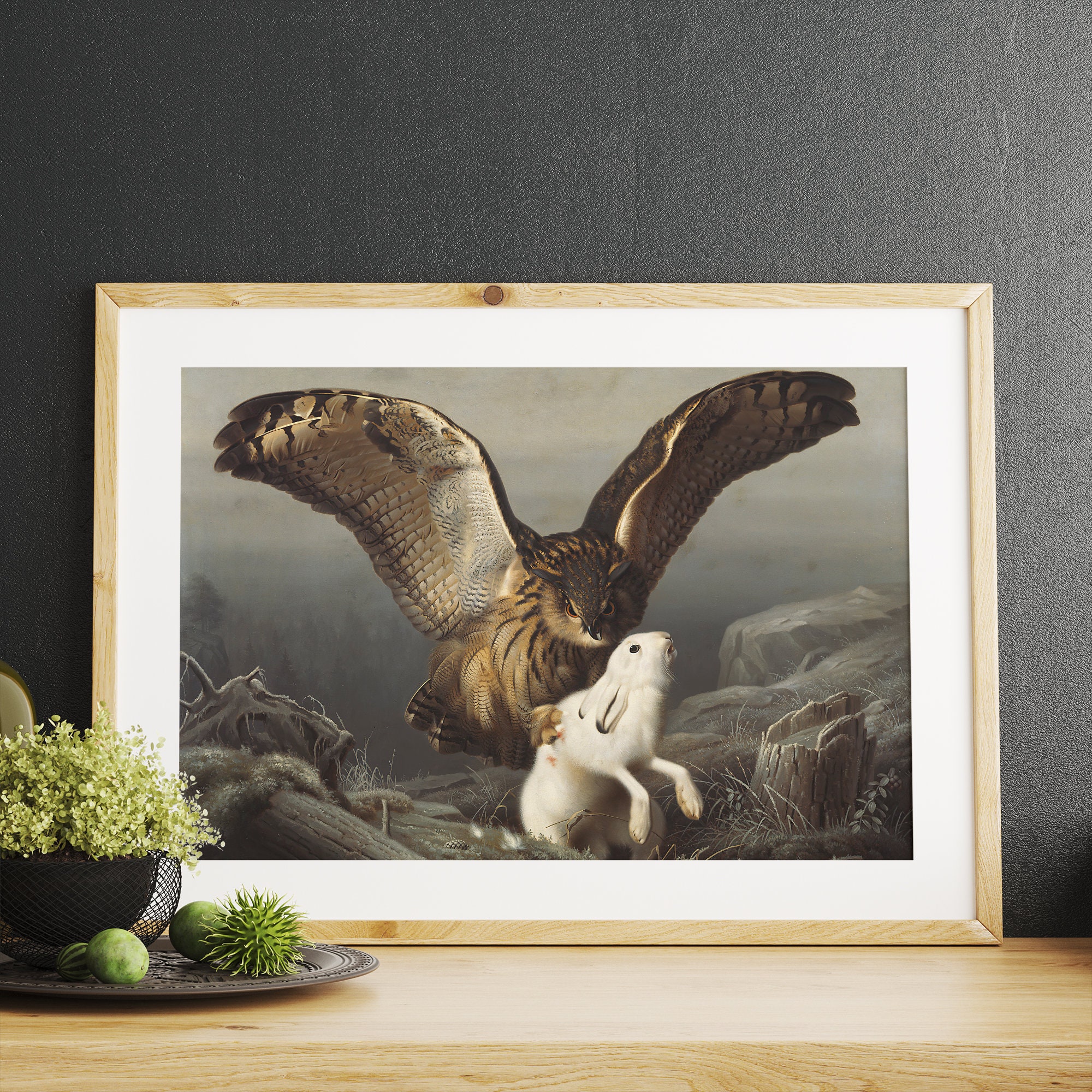Vintage Owl Painting Antique Animal Wall Art an Eagle-owl - Etsy