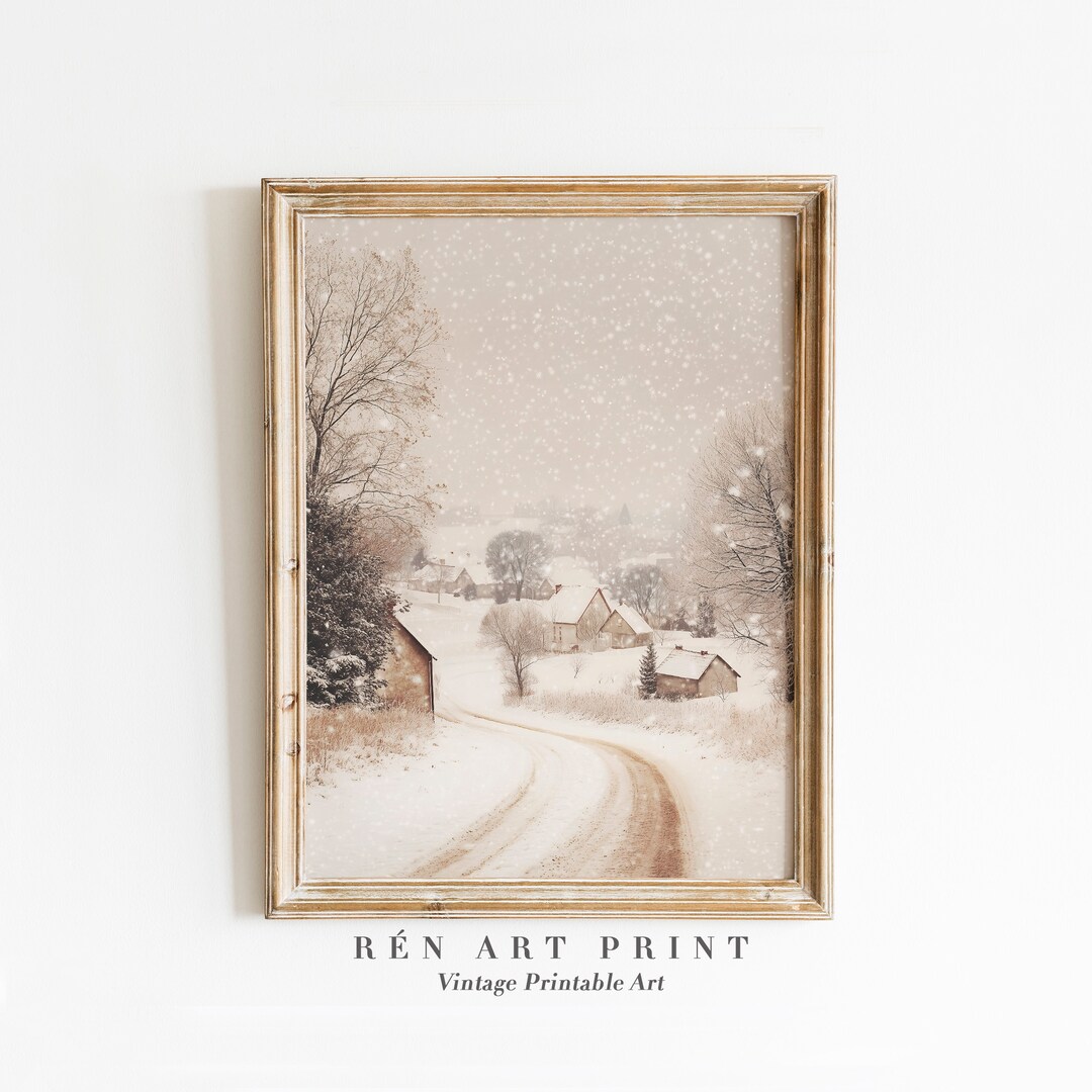 Printable Winter Wall Art | Neutral Christmas Decor | Vintage Winter ...