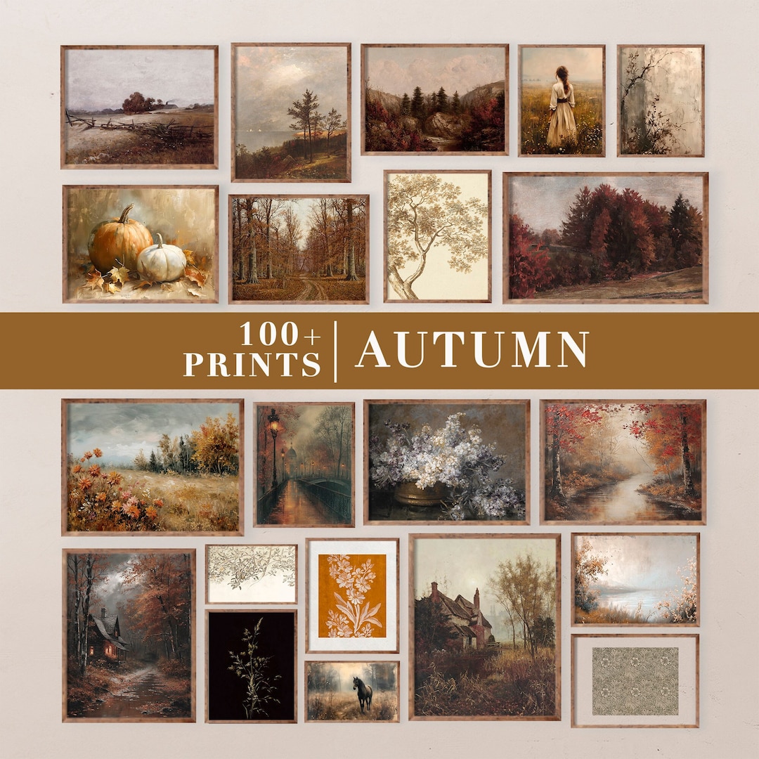 Vintage Fall Gallery Wall Set | Farmhouse Autumn Prints | Warm Tone ...