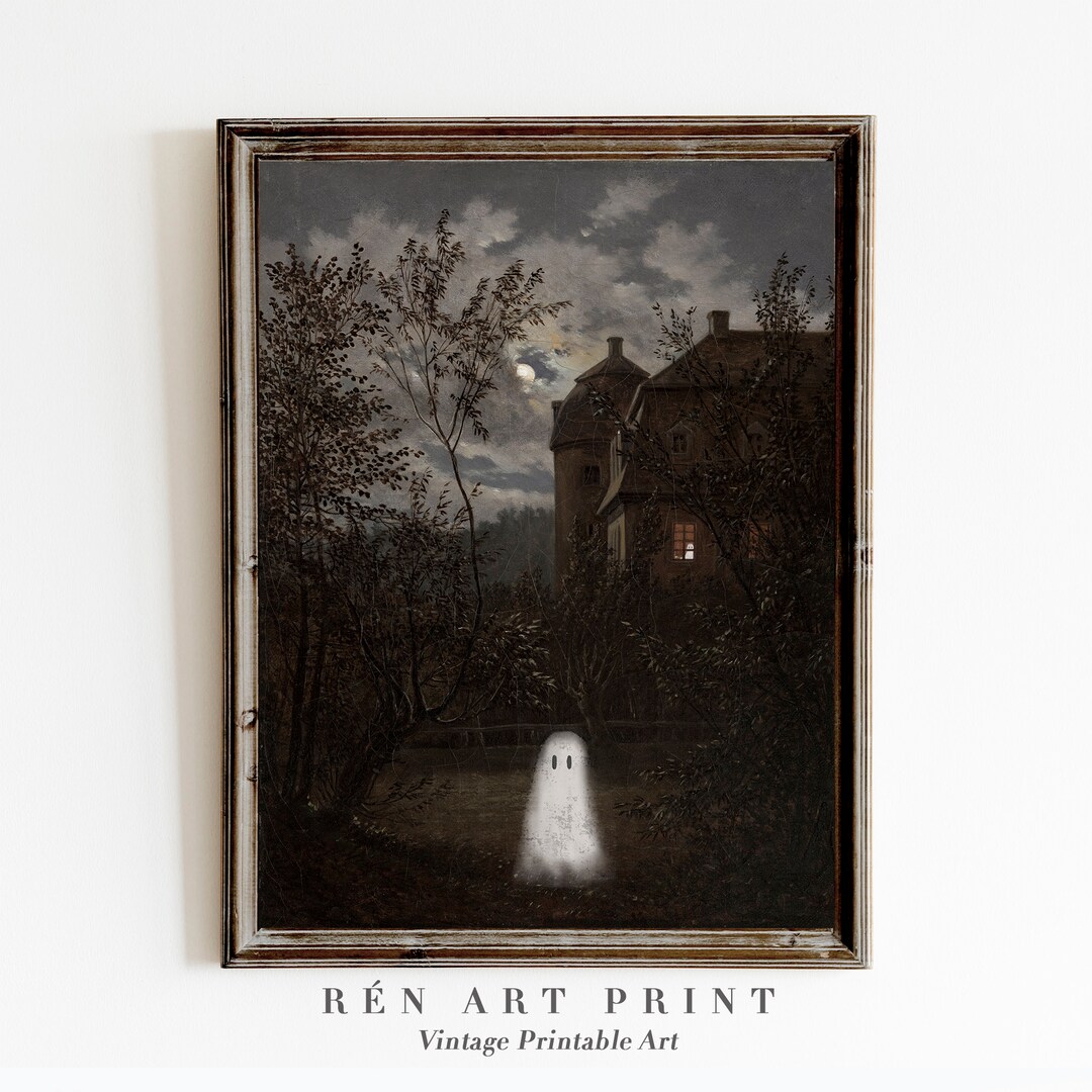 Vintage Ghost Painting | Spooky Halloween Wall Art (digital Download ...