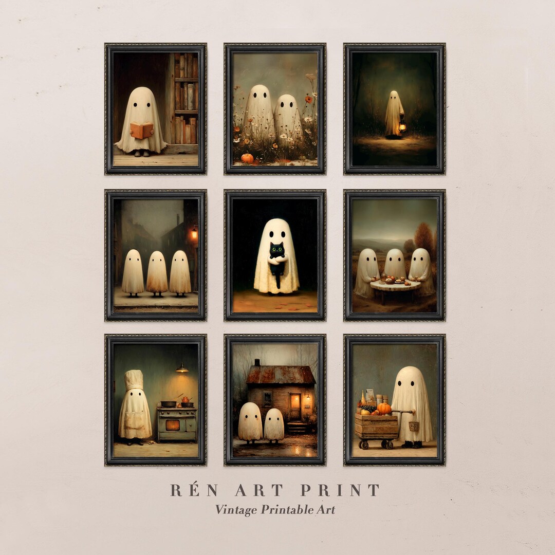 Cute Ghost Prints | Cute Halloween Gallery Wall Set | Spooky Fall Decor ...