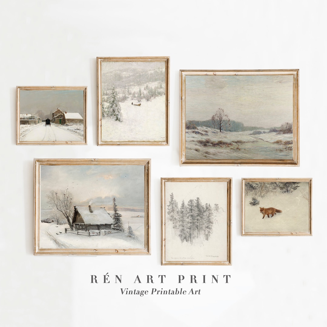 Vintage Winter Prints Set | Antique Christmas Gallery Wall Set ...