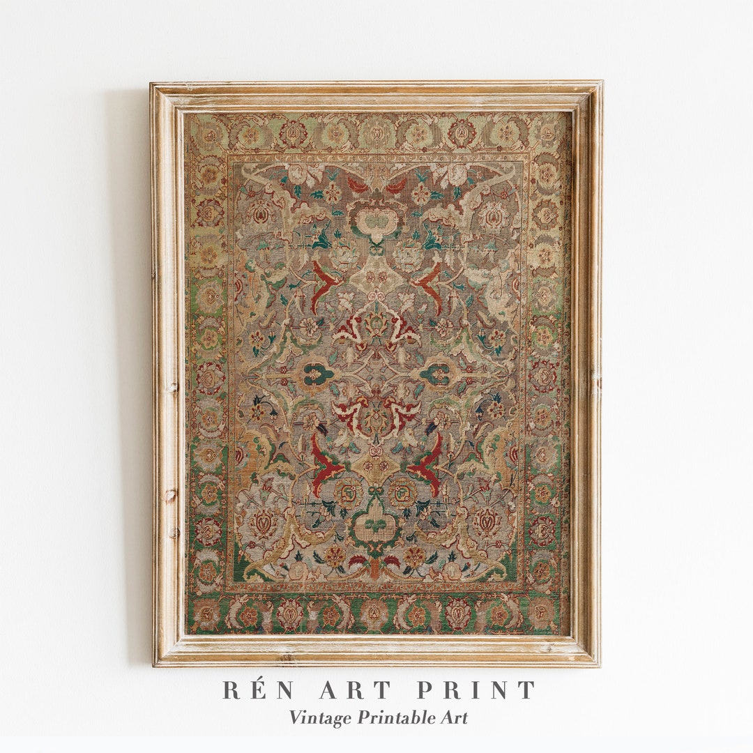 Antique Rug Printable Wall Art | Vintage Textile Pattern Print ...