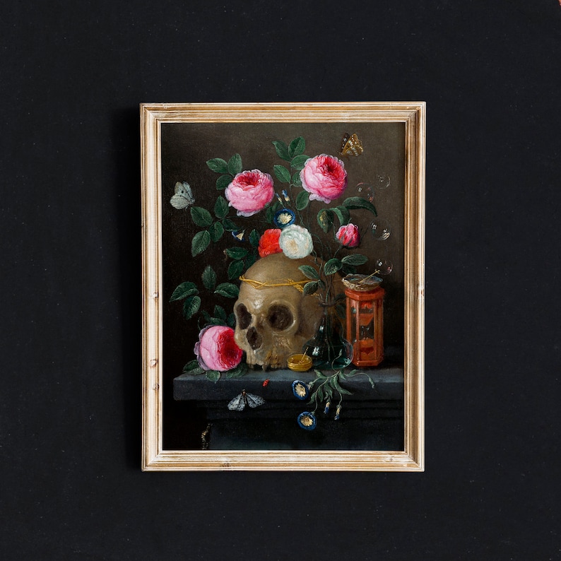 Antique Skull Art Print Vintage Gothic Still Life Painting - Etsy