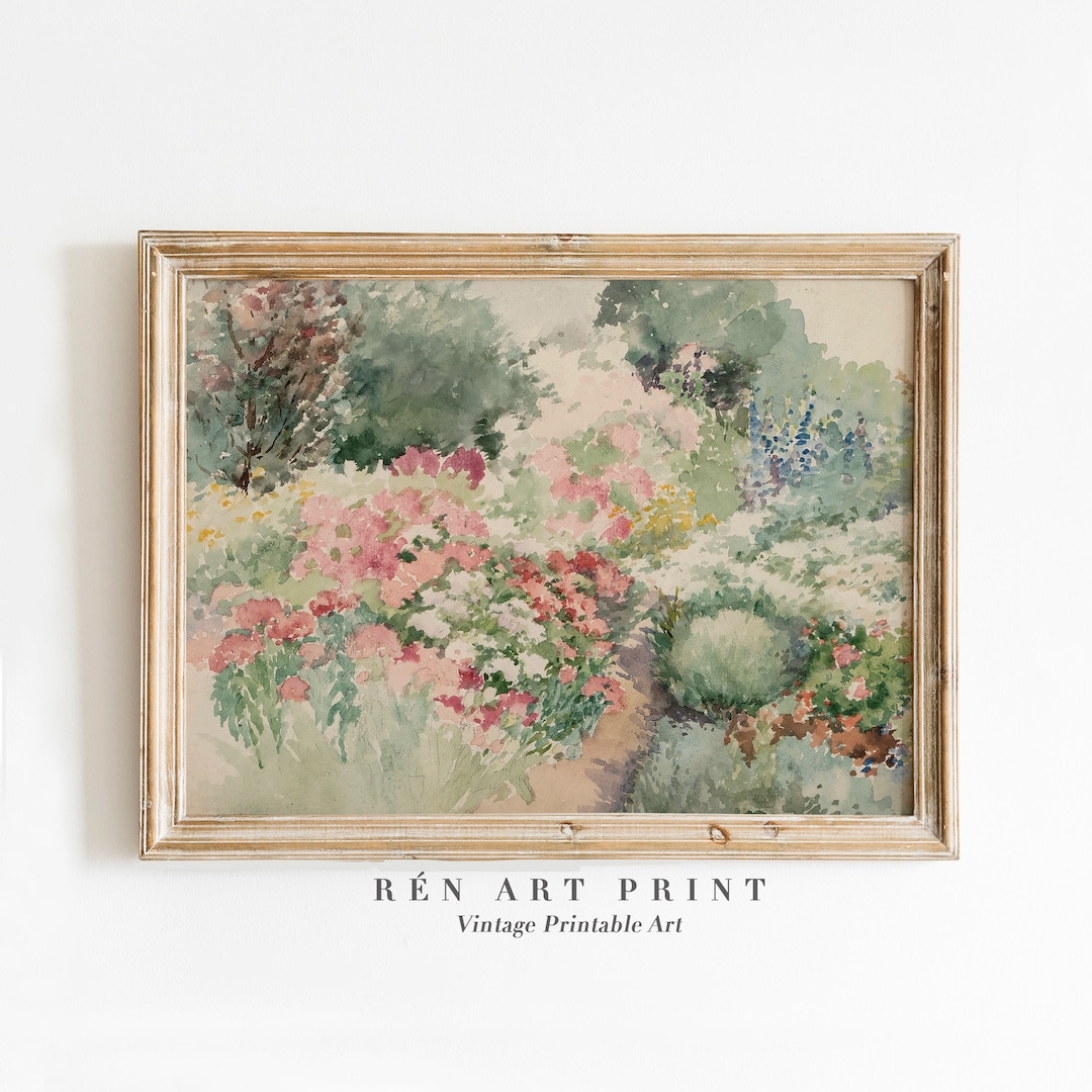 Spring Flower Field Art Print | Printable Wall Art | Watercolor ...
