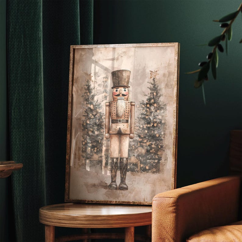 Vintage Nutcracker Print | Neutral Christmas Wall Art | Holiday Winter ...