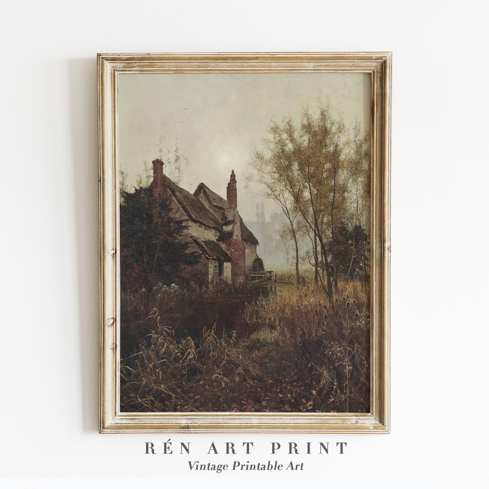 Antique Autumn Painting Moody Fall Wall Art Vintage Rustic - Etsy