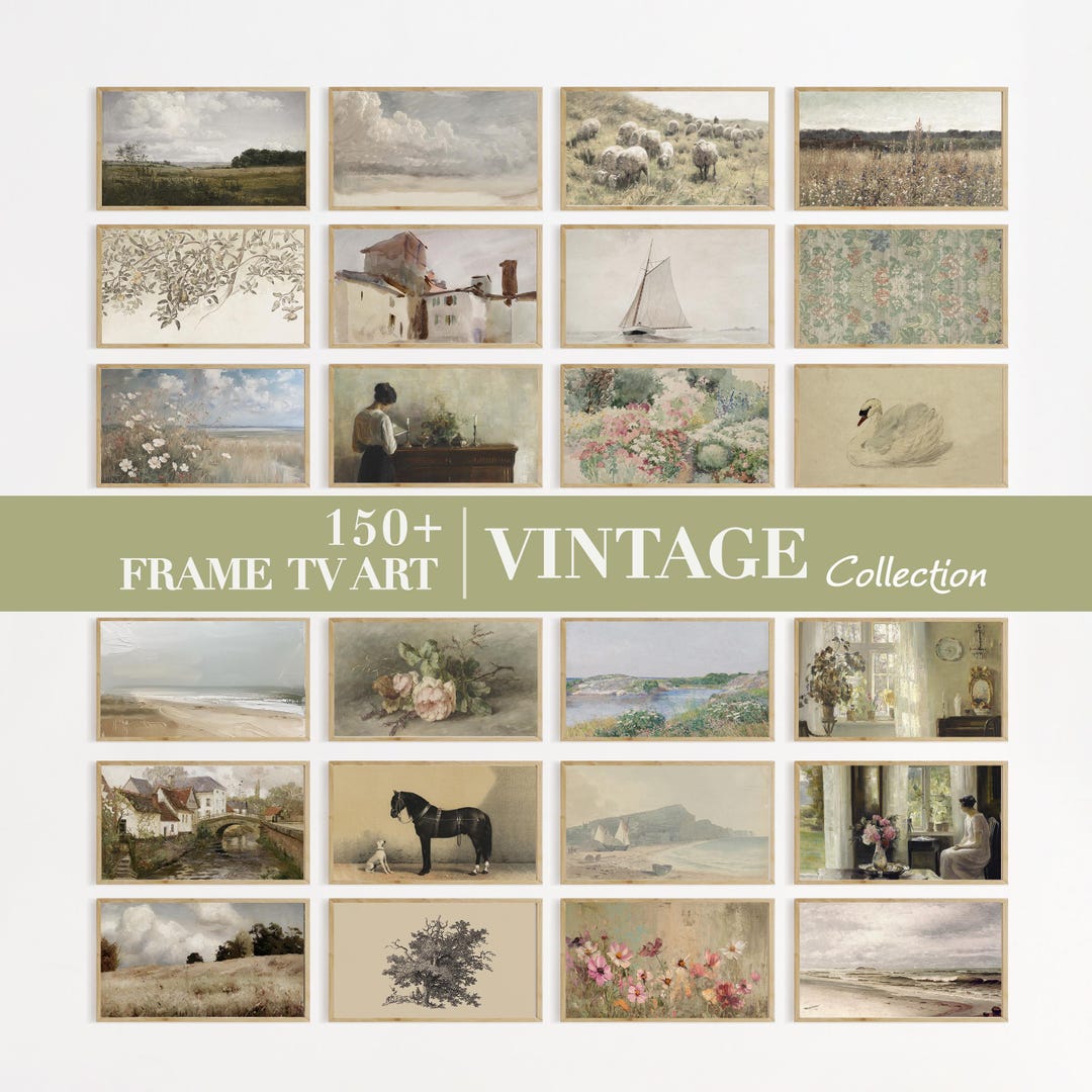 Vintage Frame TV Bundle | Neutral Frame TV Art Set Download | French ...
