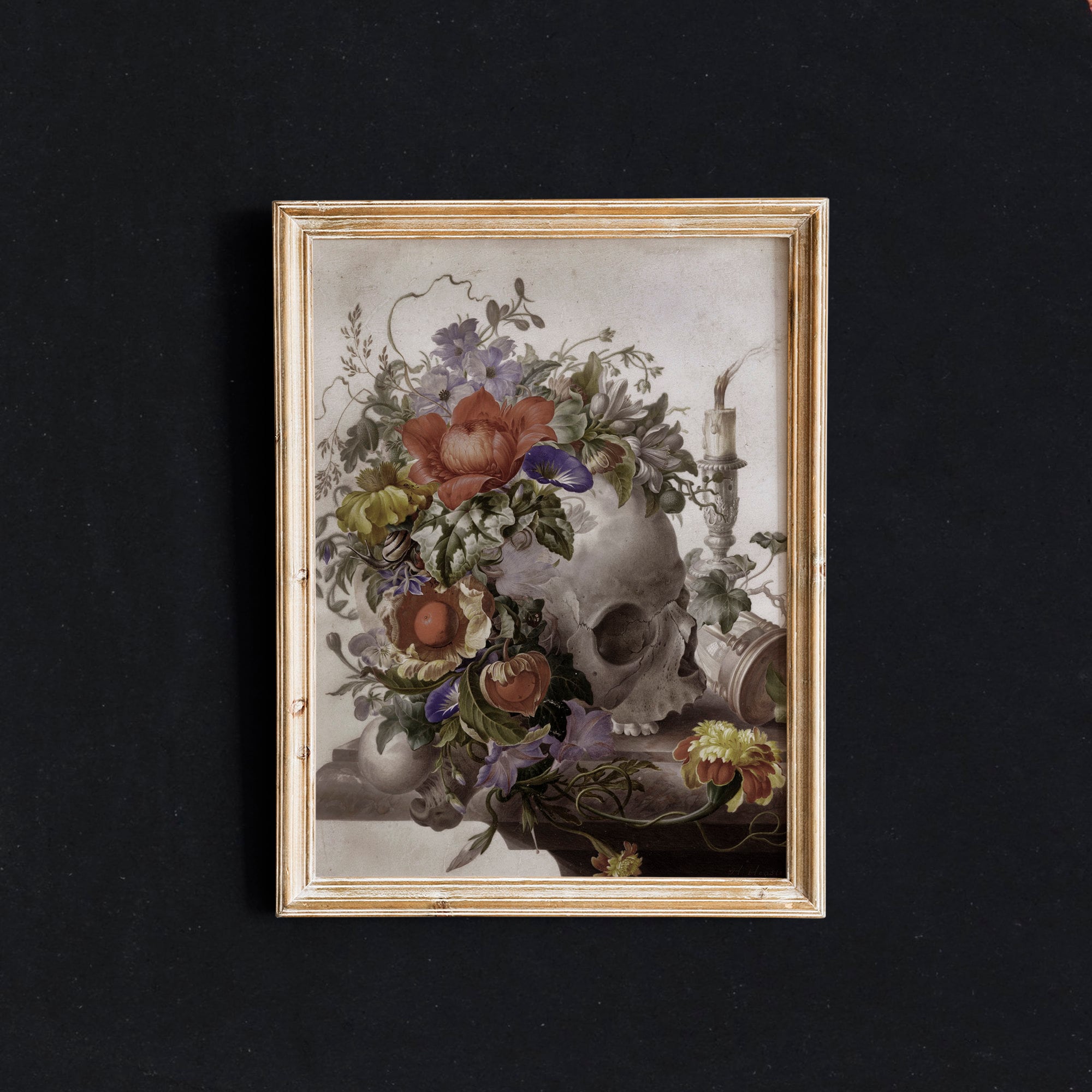Antique Skull Art Print Vintage Gothic Still Life Painting - Etsy