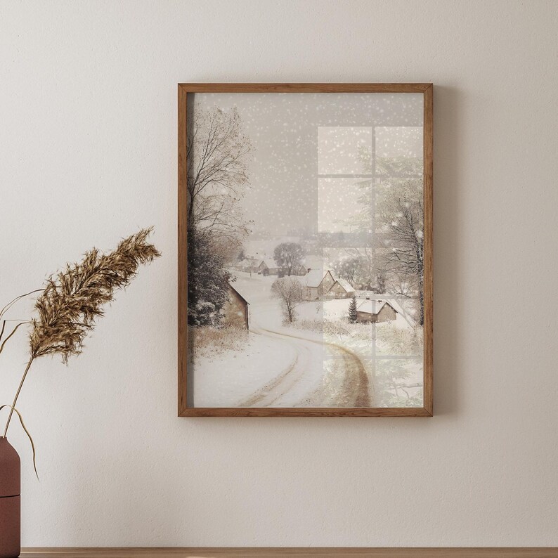 Printable Winter Wall Art | Neutral Christmas Decor | Vintage Winter ...
