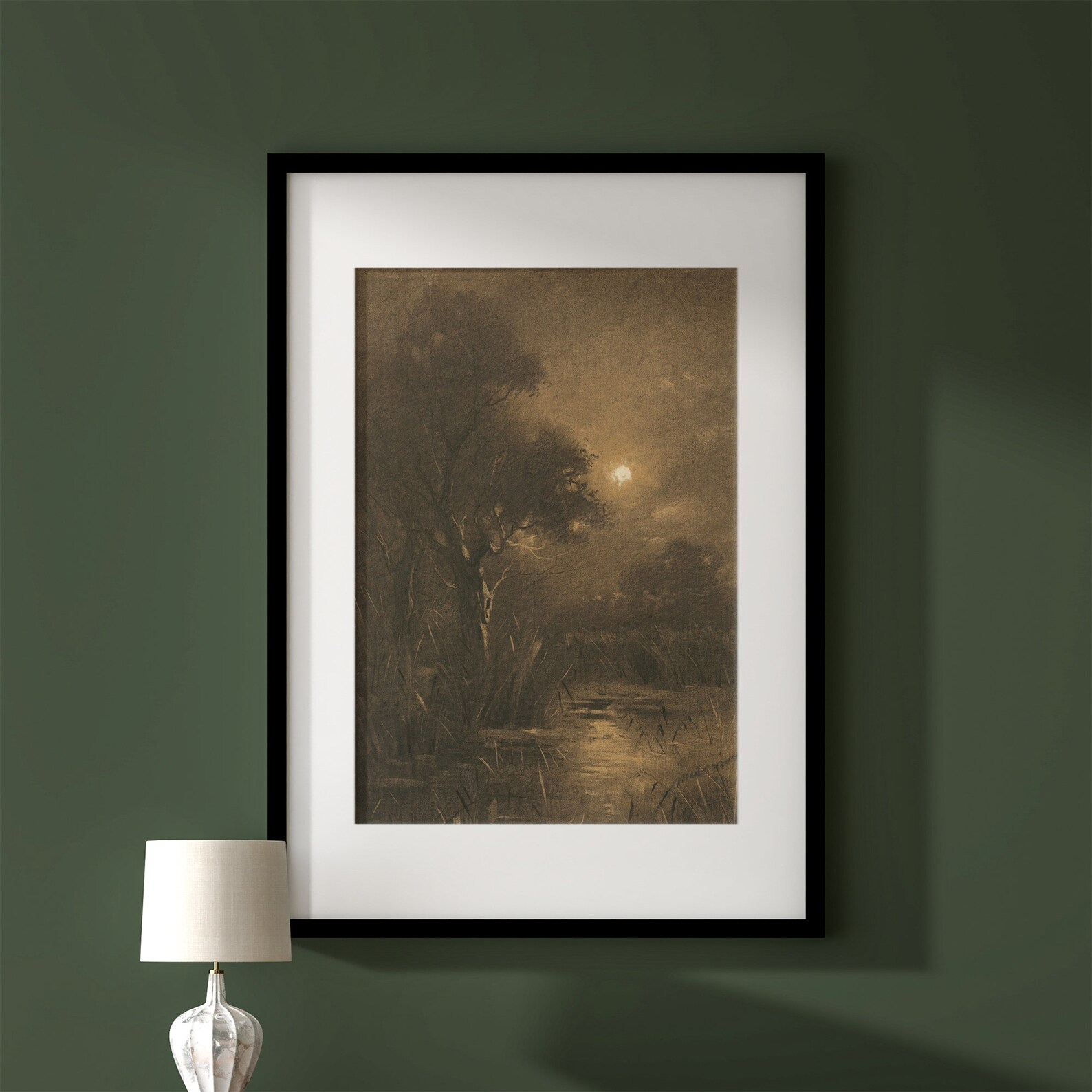 Moody Landscape Painting Dark Wall Art Vintage Night - Etsy