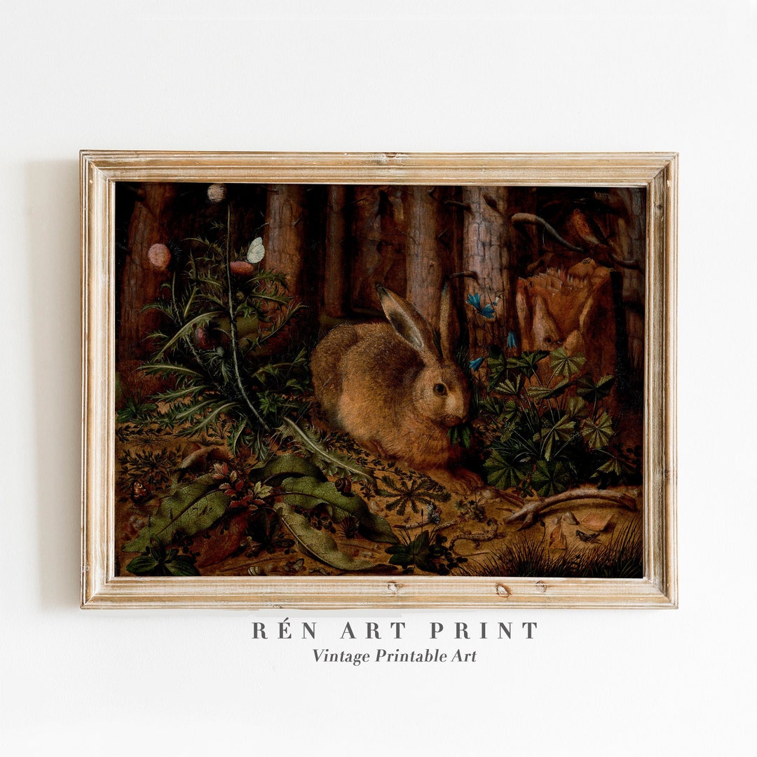 Vintage Rabbit Painting | Printable Wall Art | Nursery Wall Art ...