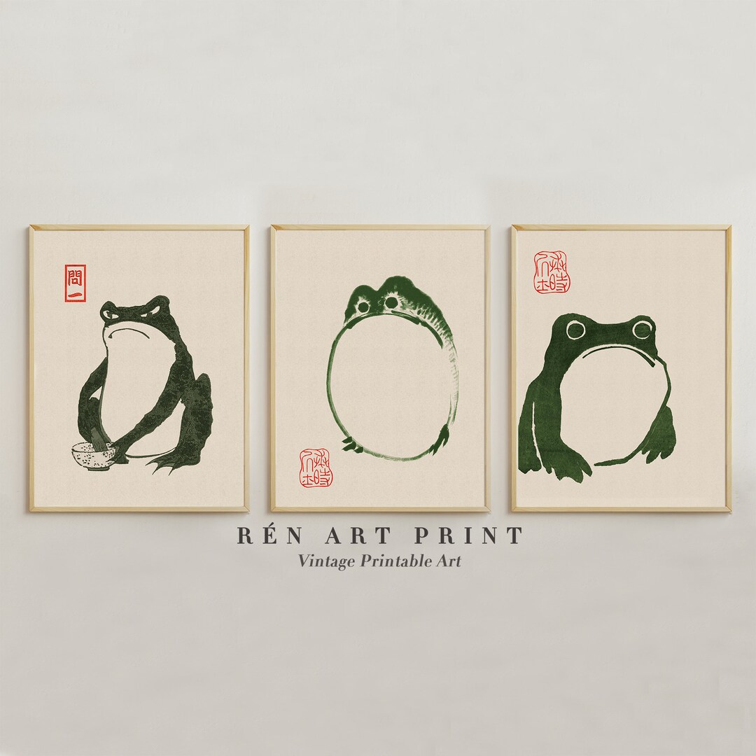Japanese Prints Set of 3 Frog Japanese Wall Art Matsumoto Hoji Frog ...