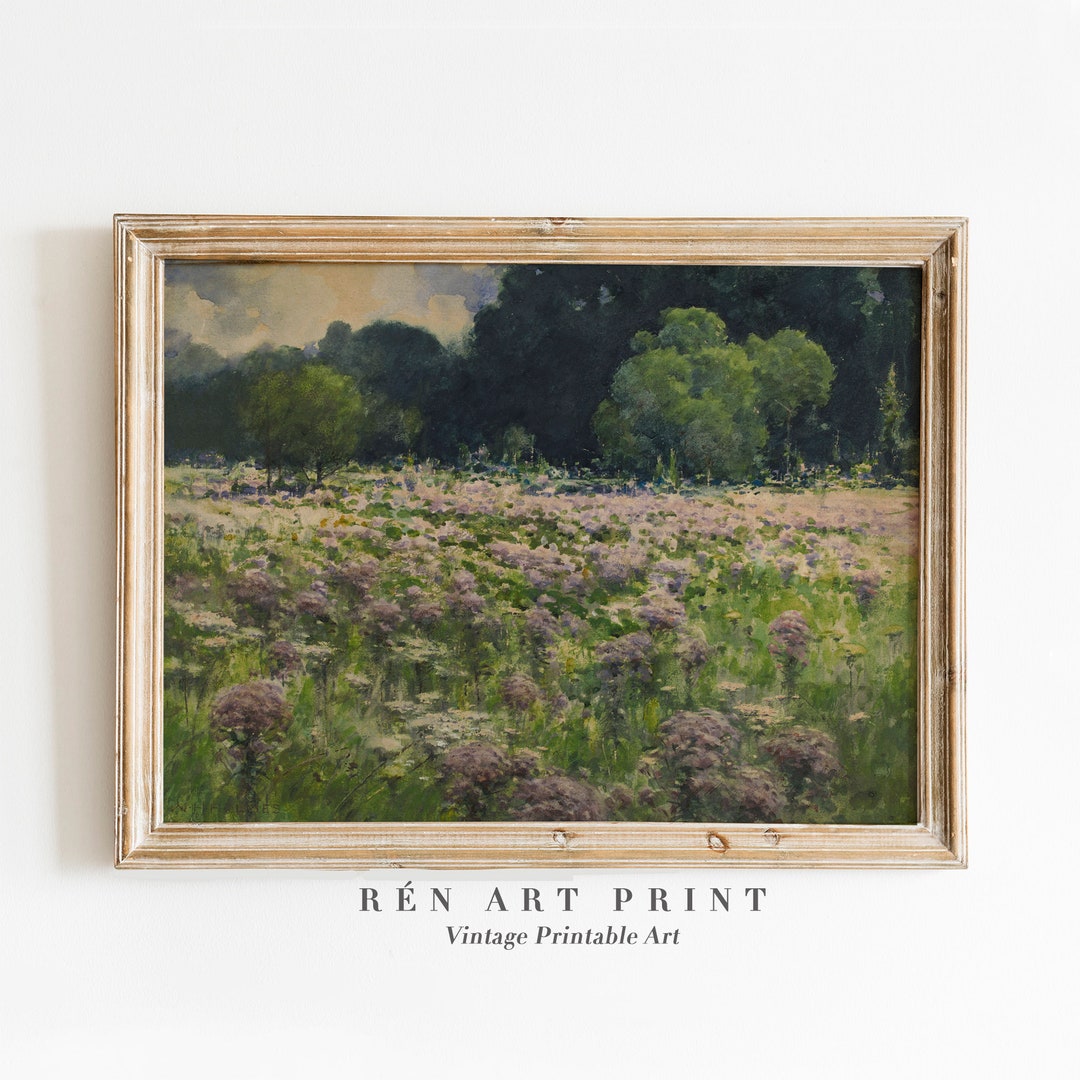 Vintage Spring Printable Wall Art | Meadow Landscape Painting | Antique ...