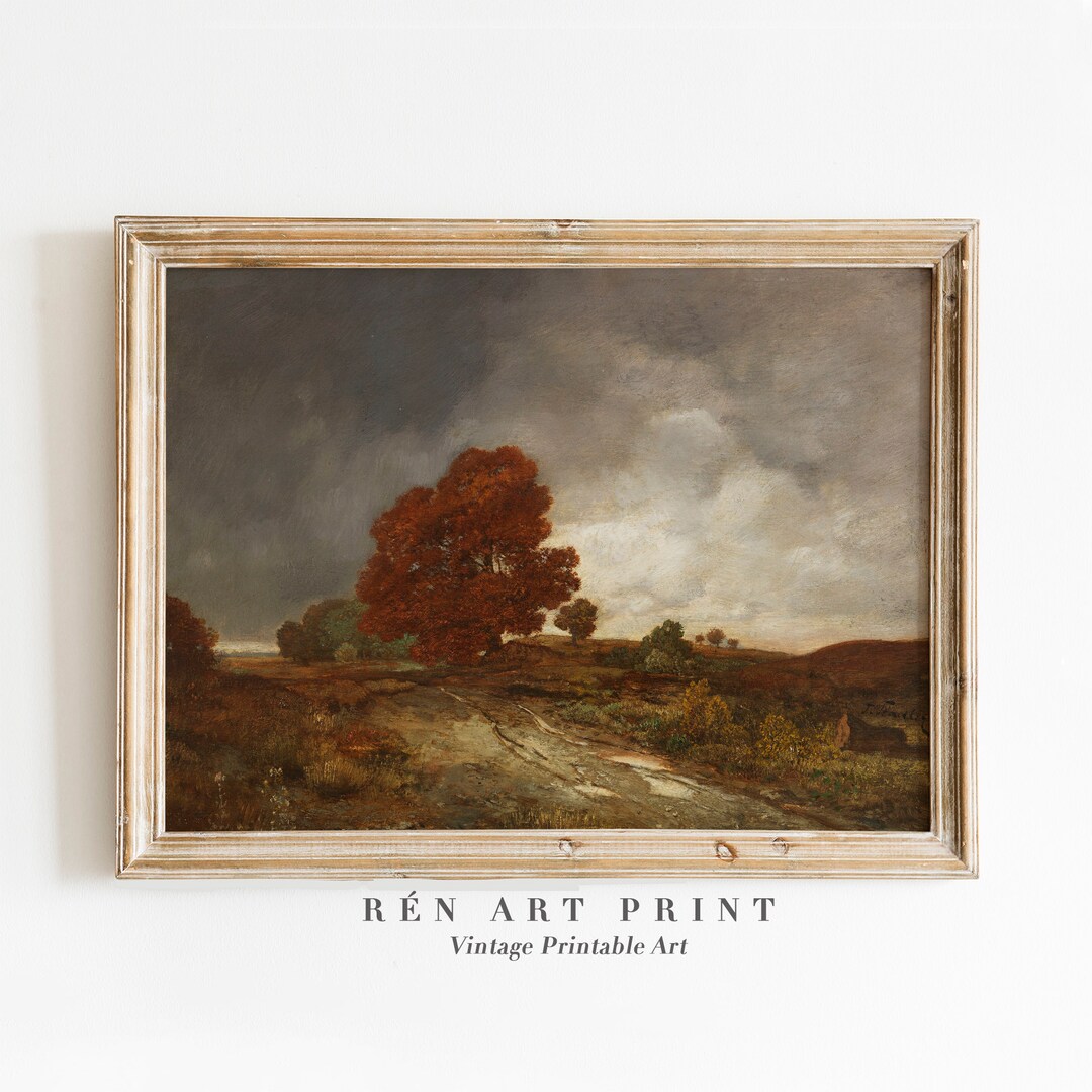 Moody Fall Landscape Painting Printable Wall Art Vintage Autumn Digital ...