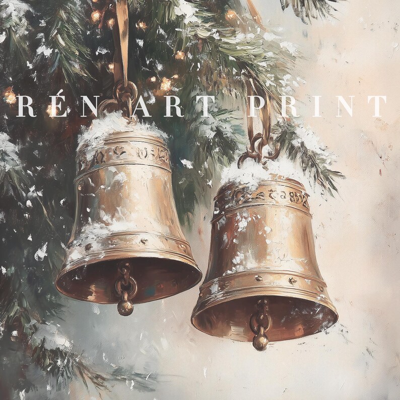 Christmas Bells Print | Vintage Holiday Wall Art | Christmas Jingle ...
