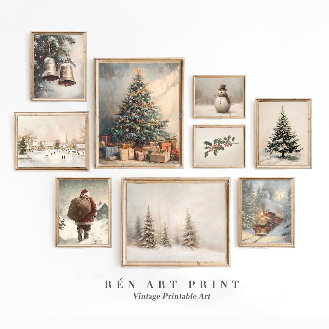 Christmas Print Set of 9 | Winter Holiday Gallery Wall Prints ...