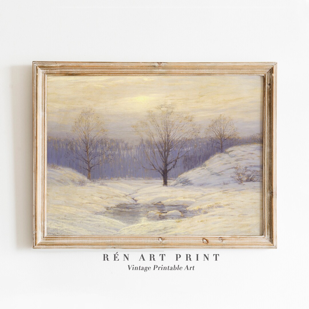 Vintage Snowy Landscape Print | Muted Winter Painting (digital Download ...