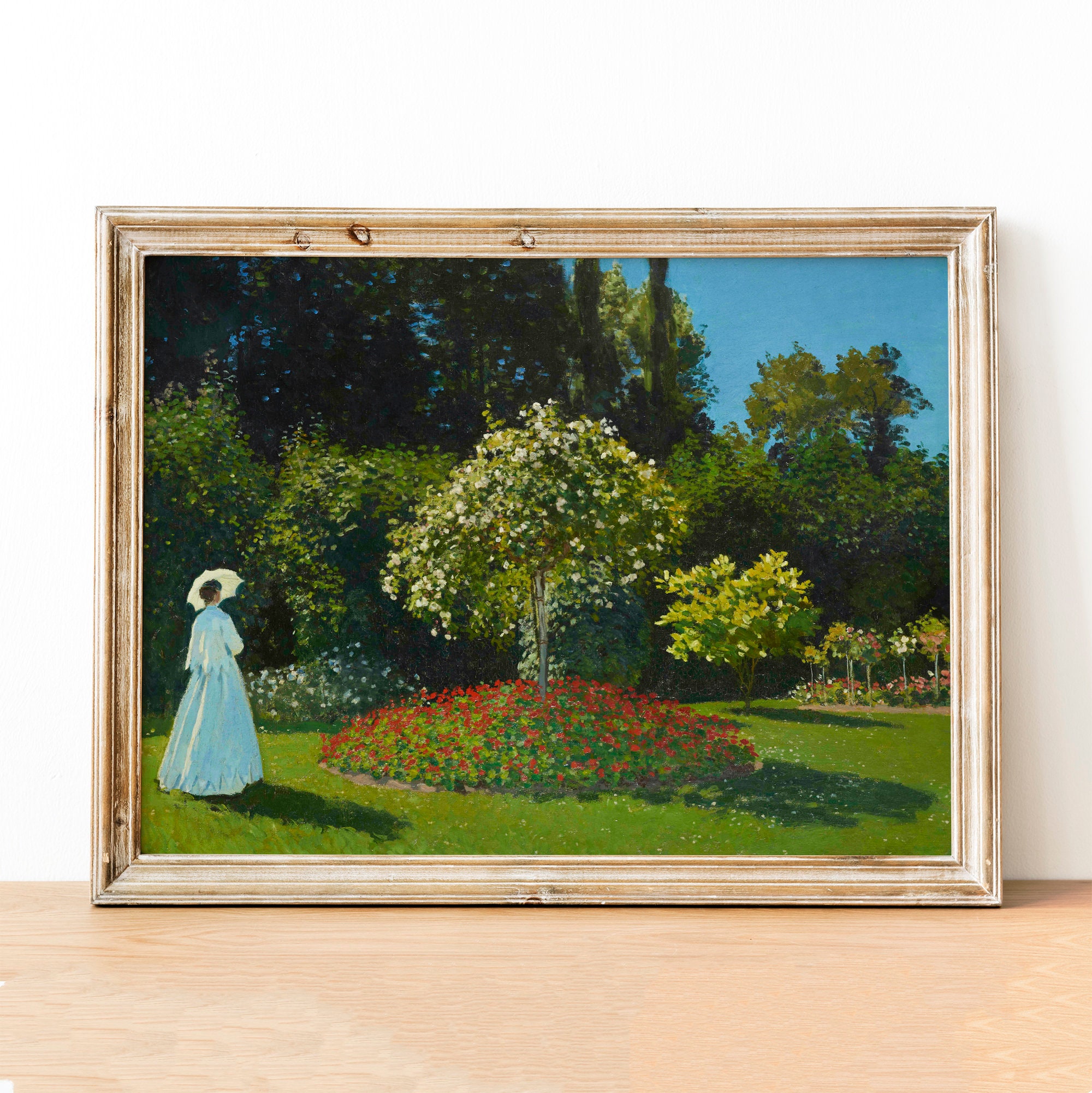 Antique Spring Painting Wall Art Lady in the Garden Painting - Etsy