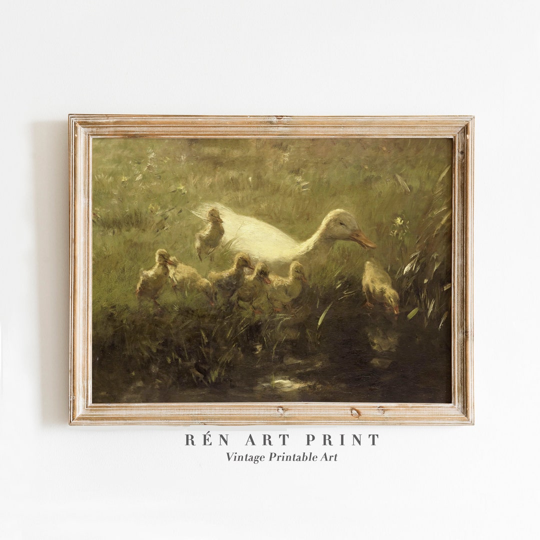 Vintage Duck Wall Art Spring Scenery Painting Printable Art Antique ...