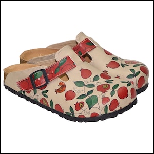 POMEGRANATE FLOWER Themed Professional Women's Clogs, Comfortable ...