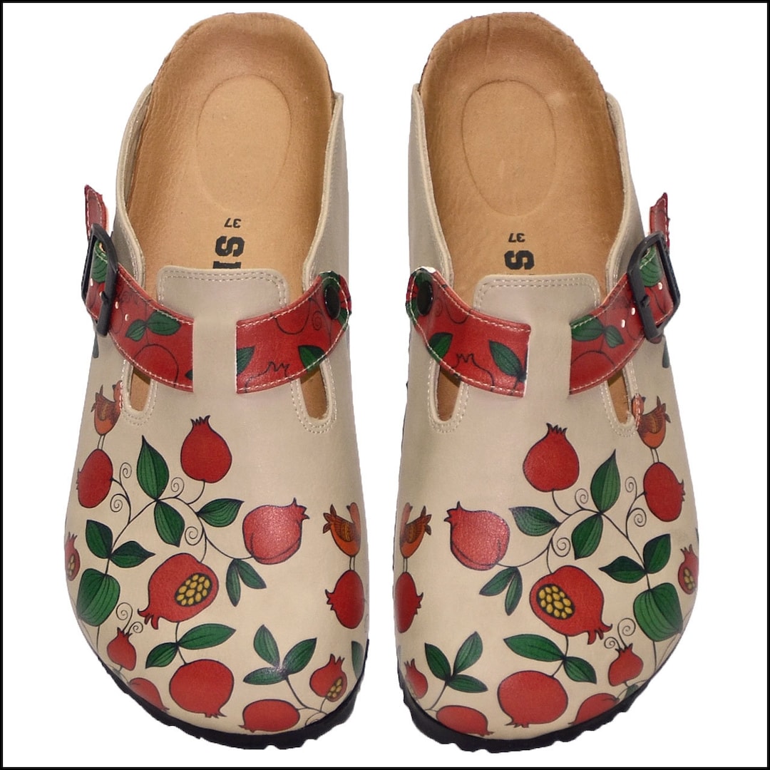 POMEGRANATE FLOWER Themed Professional Women's Clogs, Comfortable ...