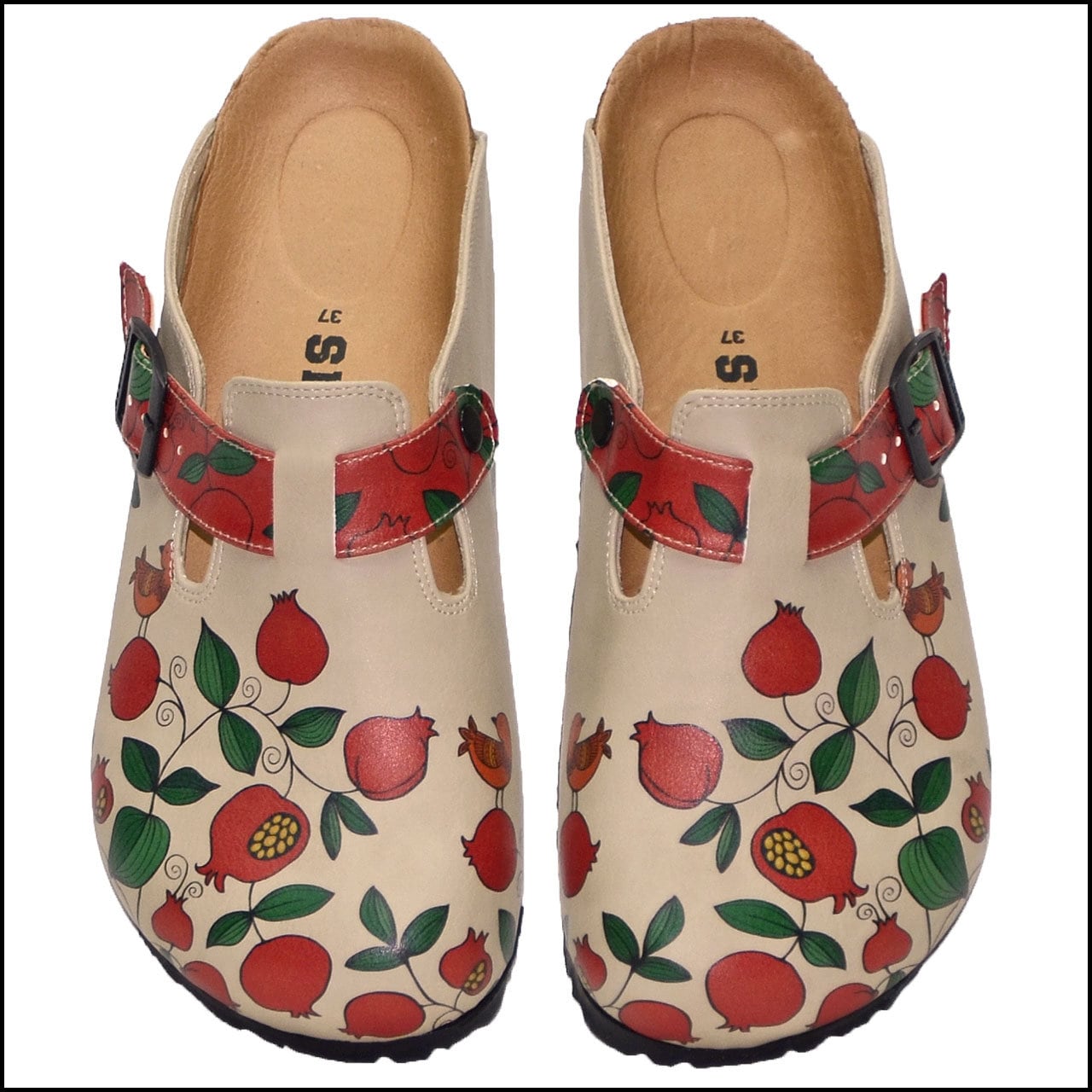 POMEGRANATE FLOWER Themed Professional Women's Clogs, Comfortable ...