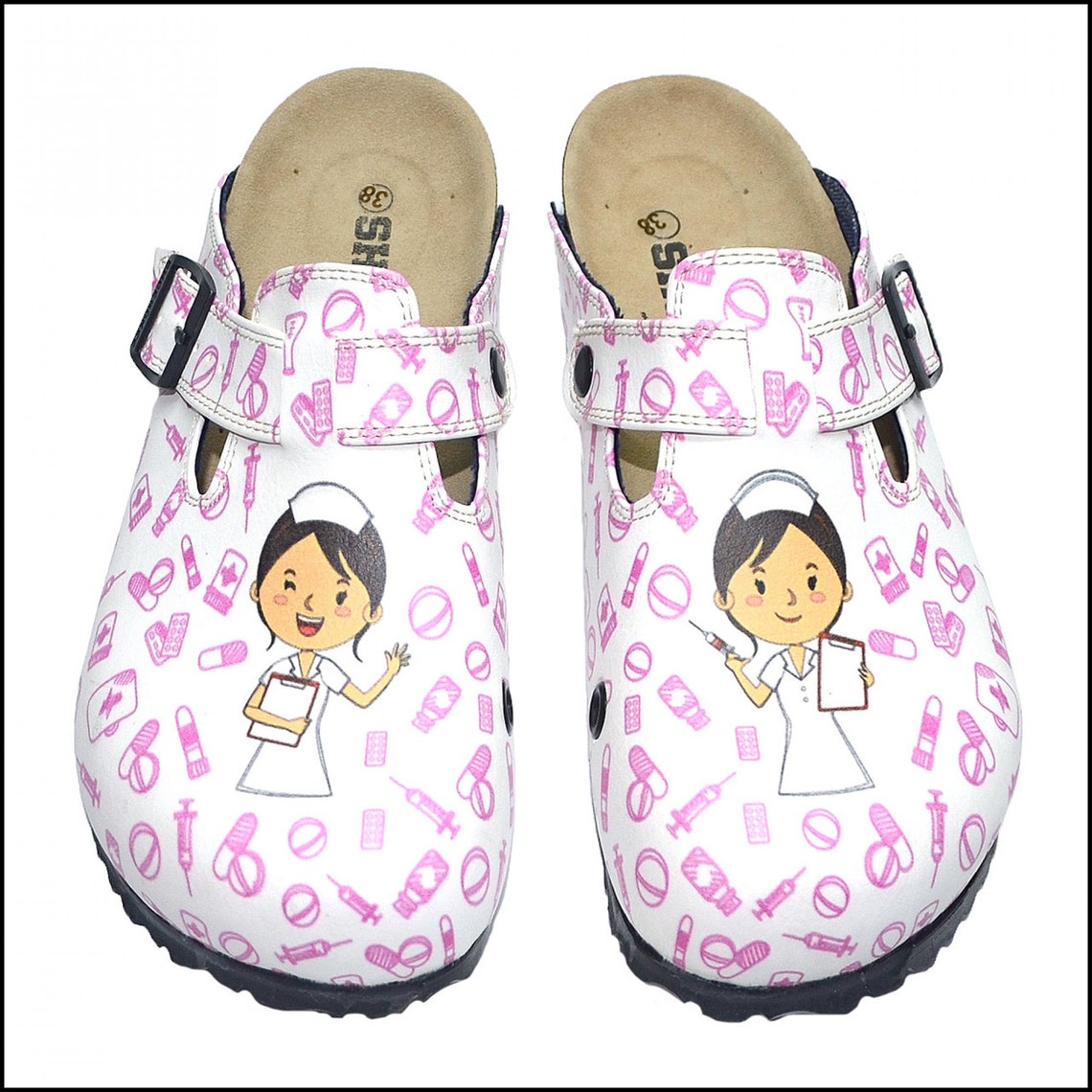 Nursing Clogs, Nurses Shoes, PINK NURSE Themed Professional and ...