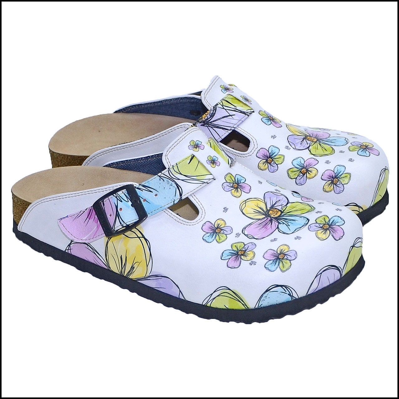Flowers Themed Professional Woman Clogs Mules, Nurse Shoes, Doctor ...