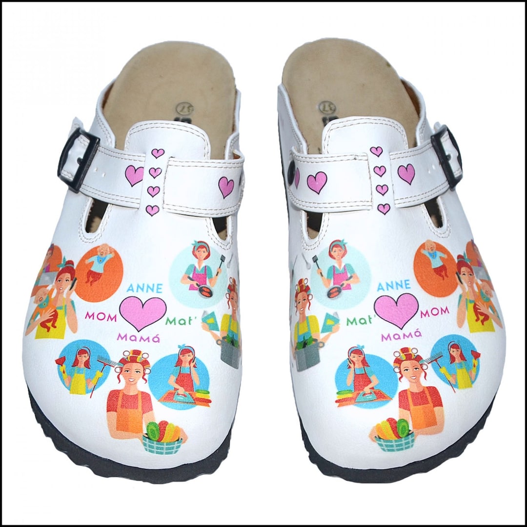 Personalized Clogs for Moms: White Leather, Anatomical Sole - Etsy