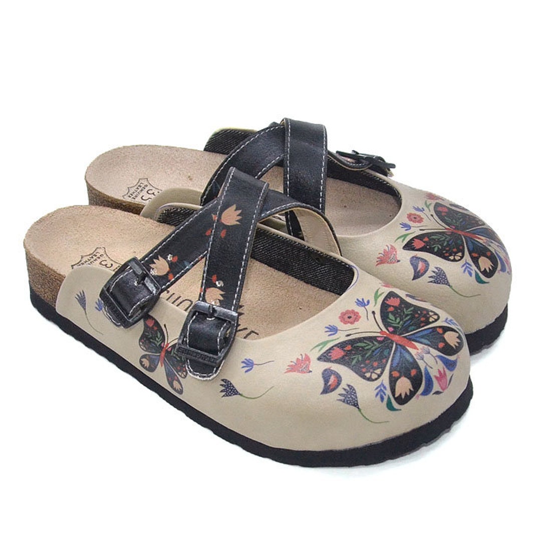 Butterfly Print Criss Cross Clogs: Anatomical Leather Sandals - Etsy