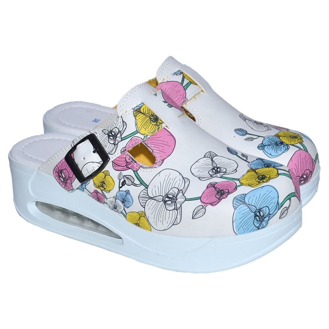 ORCHID Themed Professional Women's Clogs, High Sole Clogs, for Nurses ...