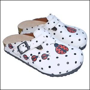 Ladybug Themed Women's Clogs Embroidered on White Color - Etsy