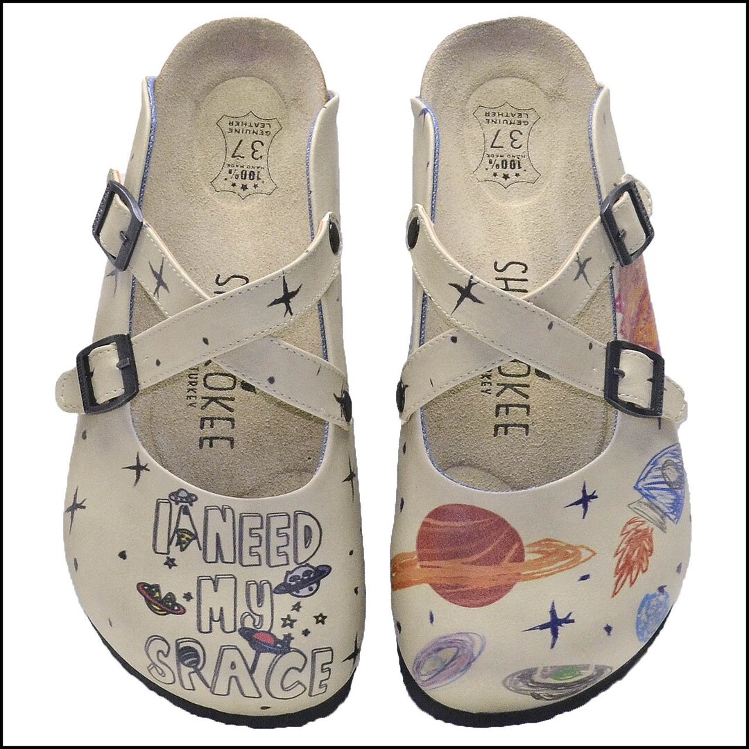 Leather Clogs, Criss Cross Clogs, Comfortable Clogs, SPACE Themed ...