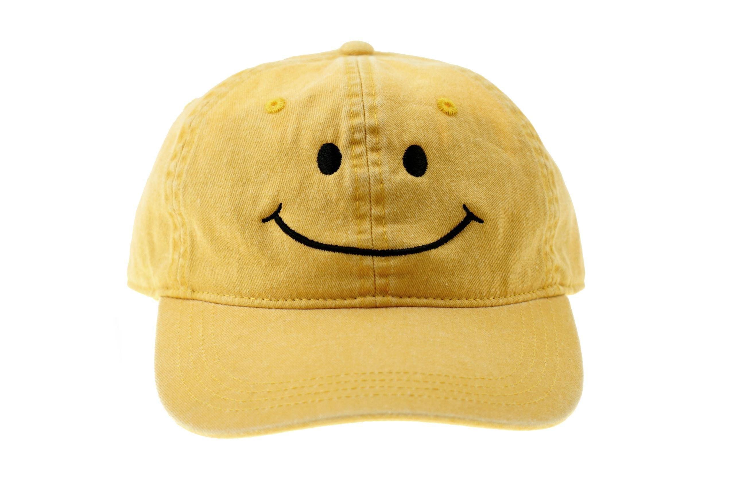 Embroidered Dad Hat, Smiley Face Emoji, Adjustable Cotton Twill ...