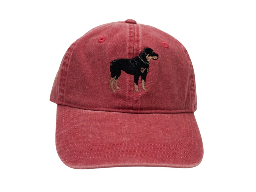 Rottweiler Dog Embroidered Dad Hat, Adjustable Cotton Twill, Pigment ...