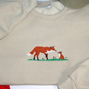 Embroidered Fox Sweatshirt, Adult Crew Neck, Unisex Fleece - Etsy