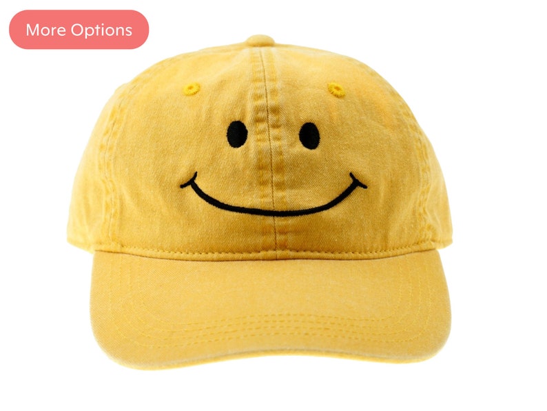 Embroidered Dad Hat Smiley Face Emoji Adjustable Cotton - Etsy