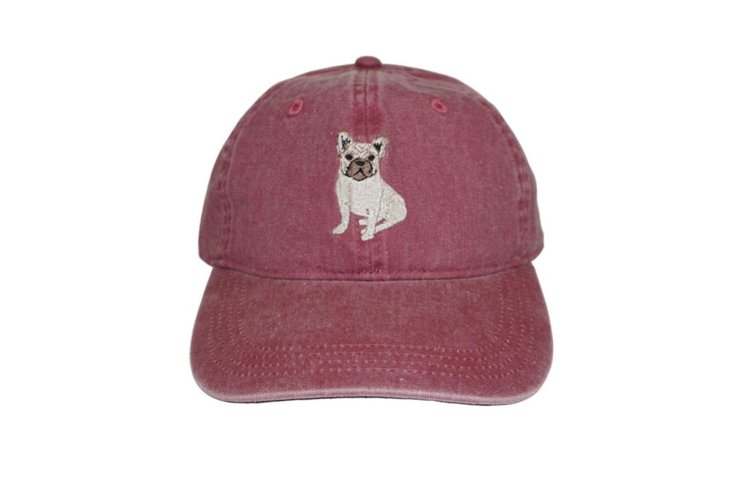 French Bulldog Embroidered Hat, Adjustable Cotton Twill, Pigment Dyed ...