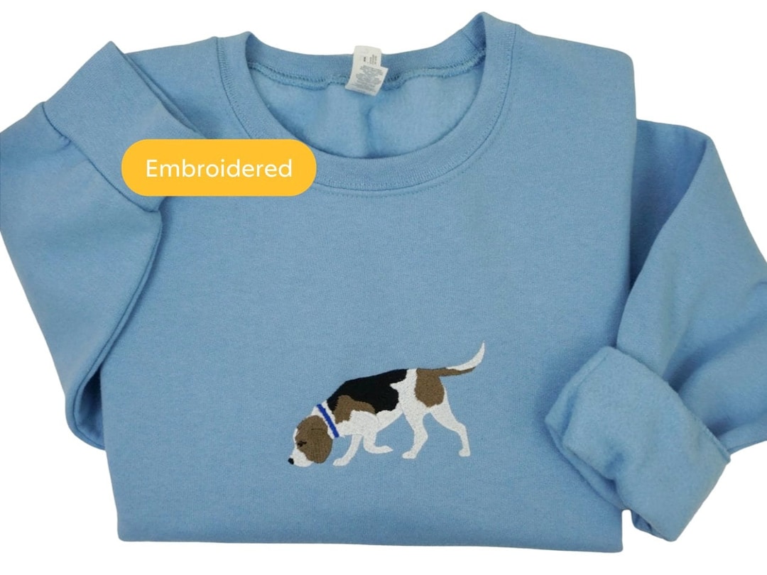 Beagle Dog Embroidered Sweatshirt, Embroidered Adult Crew Neck, Unisex ...